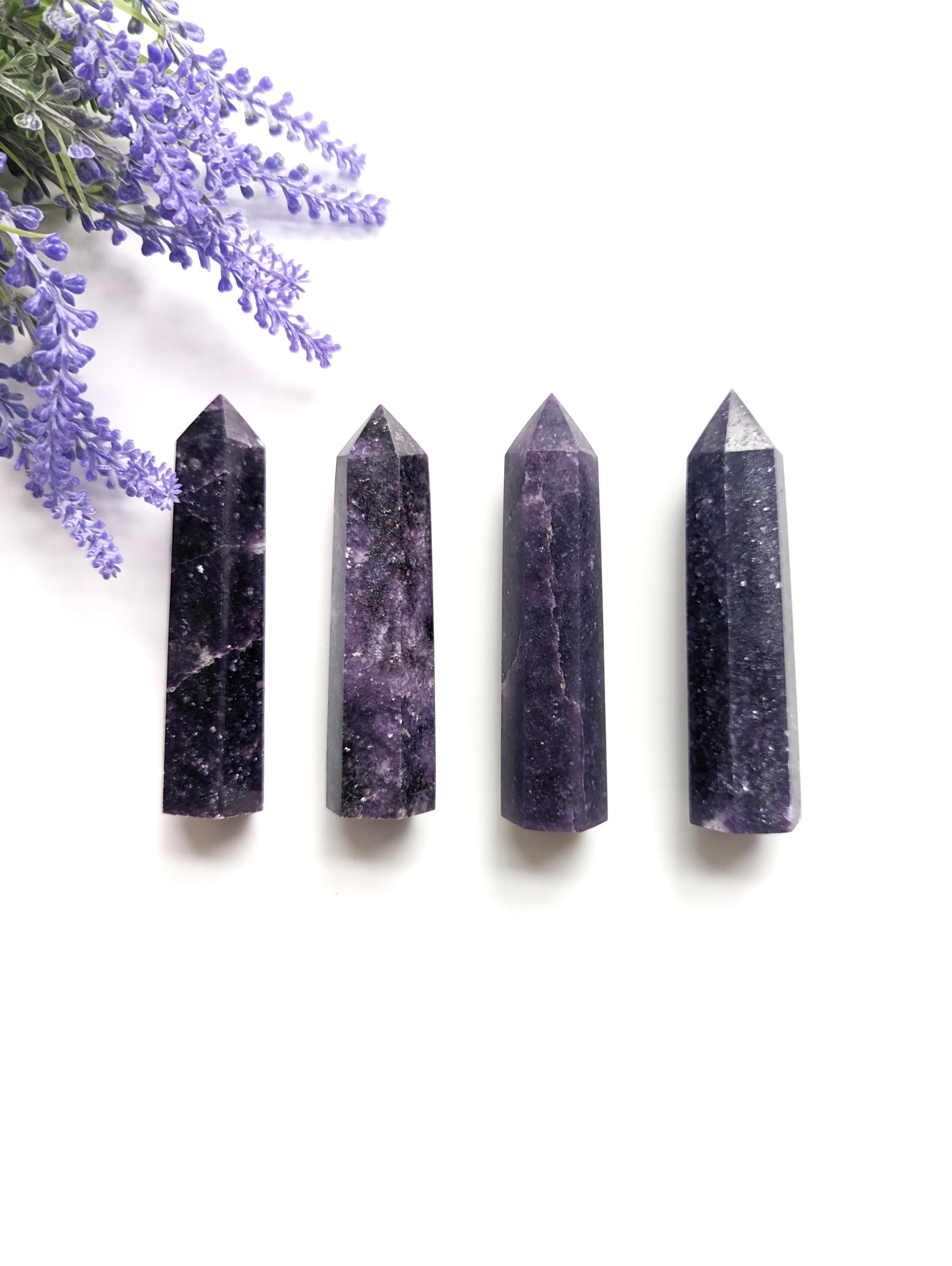 Dark Purple Lepidolite Towers – Stardust Gems and Minerals